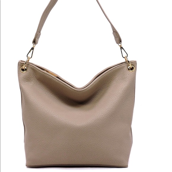 Bags | Vegan Leather Taupe Handbag | Poshmark